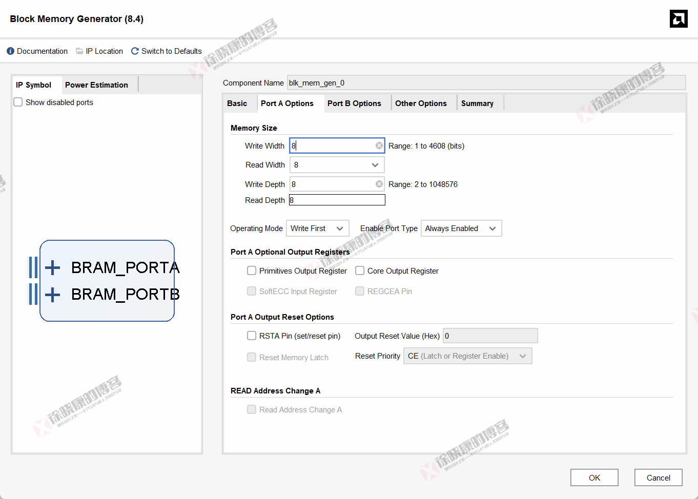 Xilinx IP 解析之 Block Memory Generator v8.4 ——02-如何配置 IP（仅 Native RAM） – 徐晓康的博客